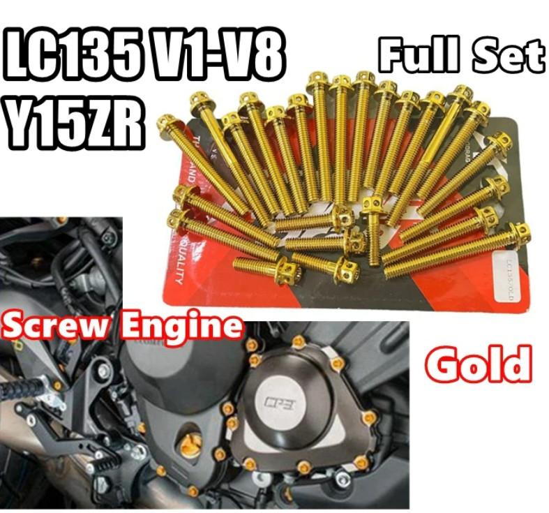 Enjin Skru Bolt Complete SET Engine Screw Gold TITANIUM Set LC135 4S 5S ...