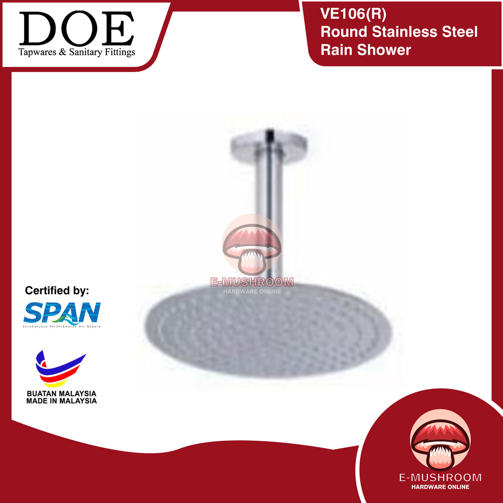 Doe VE106(R) Round Stainless Steel Rain Shower 8" Rain Shower ...