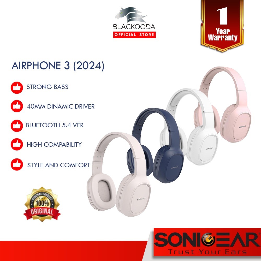 SonicGear AirPhone 3 (New Version 2024) Headphones With Mic / Bluetooth ...
