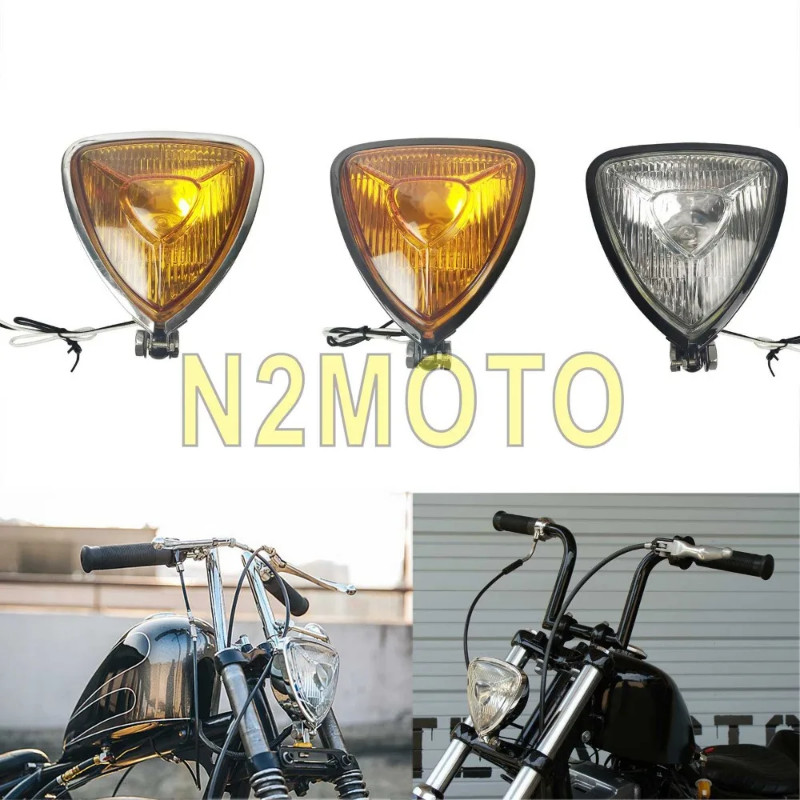 Retro Custom Motorcycle Headlight H3 Triangle Head Light for Harley ...
