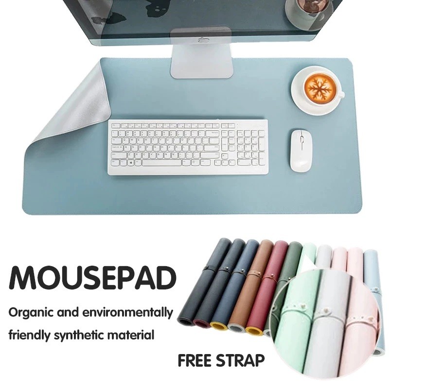(Ready Stock) Large Leather Mousepad Keyboard Mat with Anti-slip Double ...