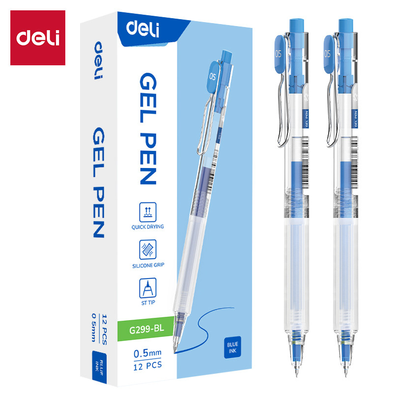 Deli Gel Pen 0.5mm ST Tip Comfort Grip Smooth Writing Office School ...