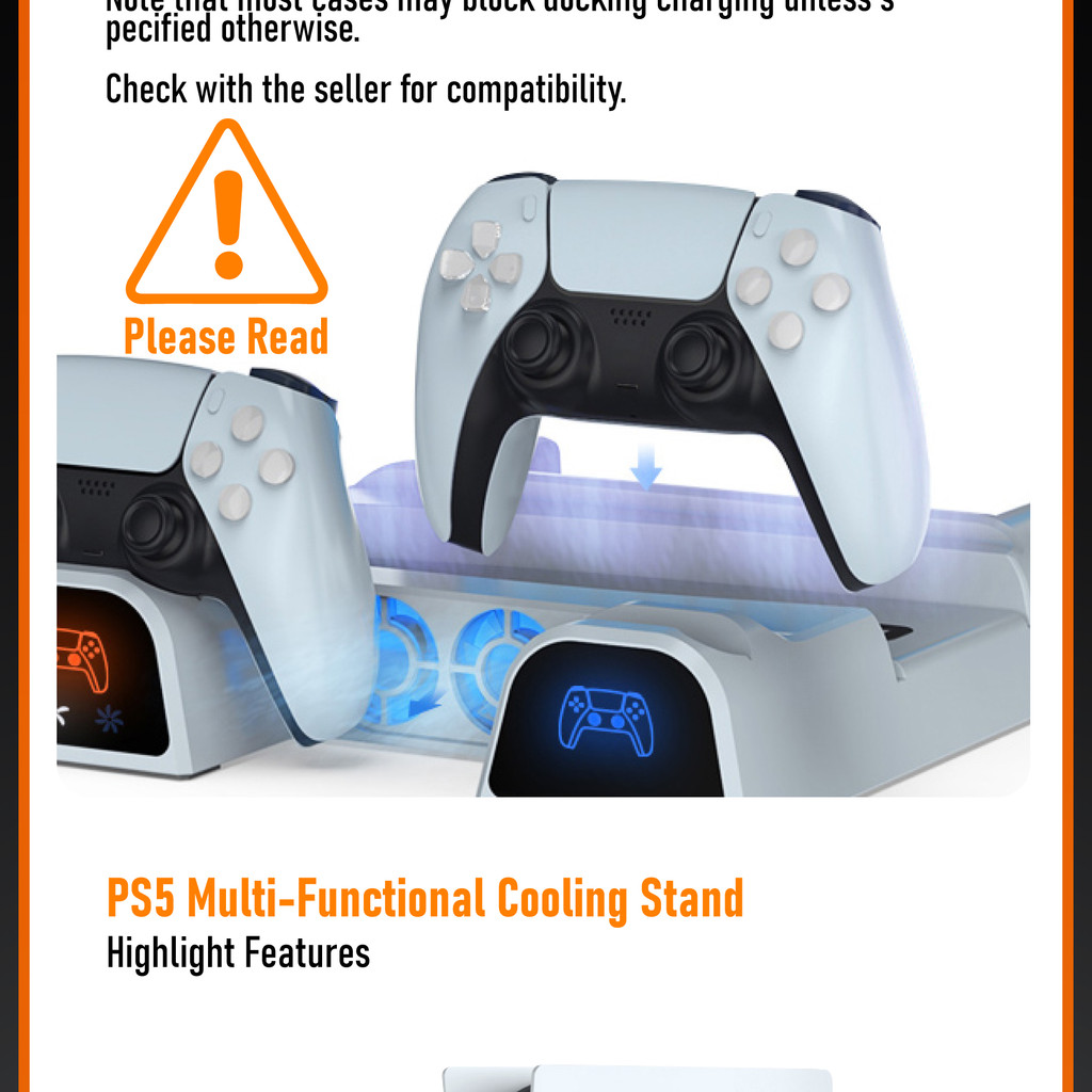DOBE PS5 FAT SLIM PRO Multifunction Cooling Stand Console Cooling fan ...
