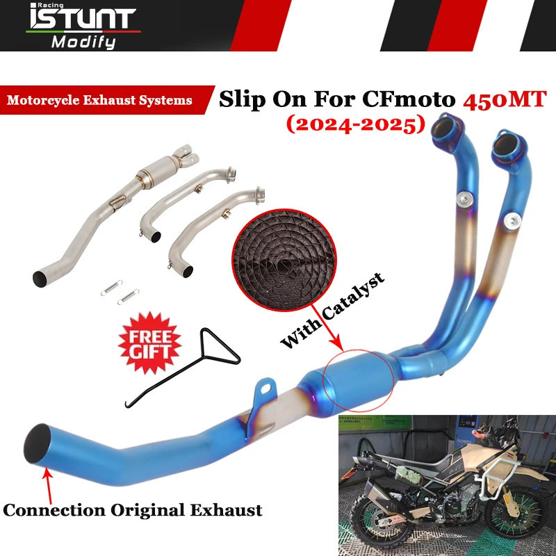 Motorcycle Exhaust Systems For CFmoto 450MT 450 MT 2024 2025 Slip On ...