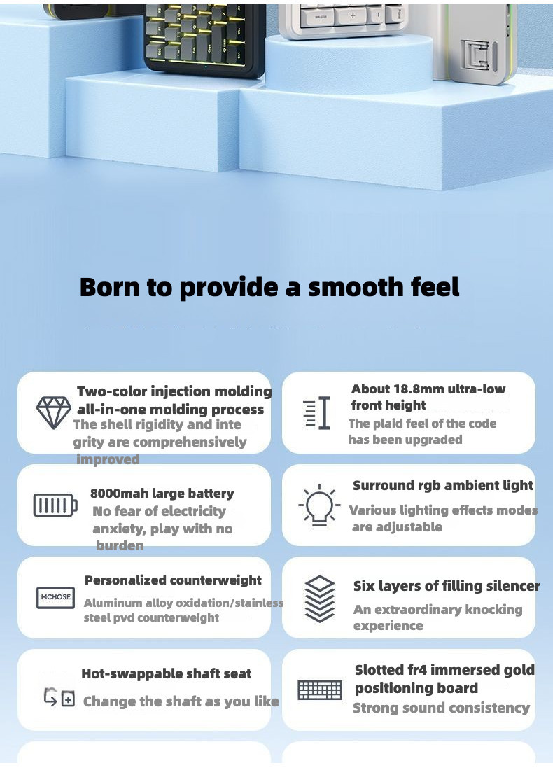 MCHOSE K99 V2 Custom Mechanical Keyboard Gasket Structure 2.4g Wireless Bluetooth Three-mode RGB ...