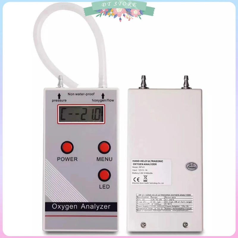 Oxygen Analyzer Professional Portable O2 Oxygen Concentration Meter Detector Flow Pressure