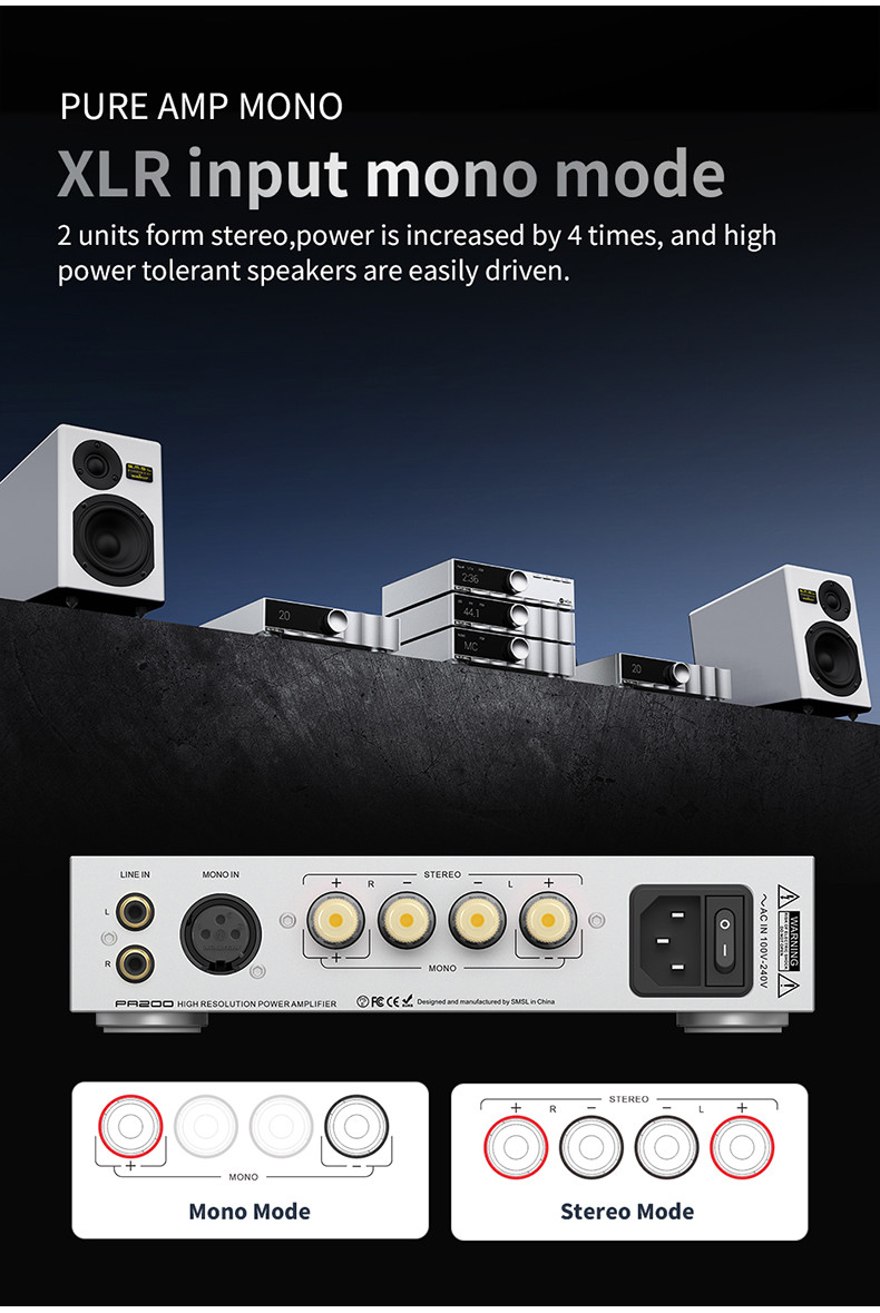 SMSL PA200 Gallium Nitride Power Amplifier XLR high power AMP HIFI Audio Grade | Shopee Malaysia