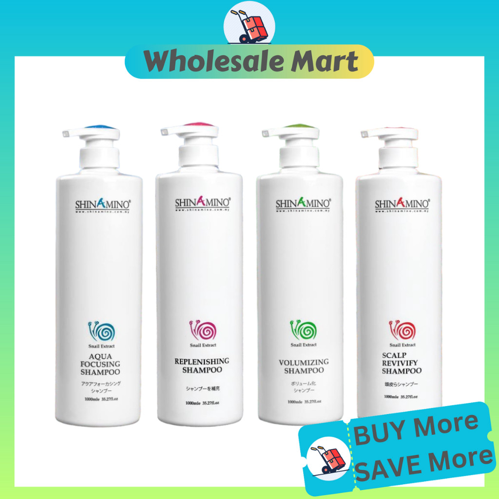SHINAMINO SNAIL EXTRACT SHAMPOO 1000ML ( VOLUMIZING/ AQUA FOCUSING ...