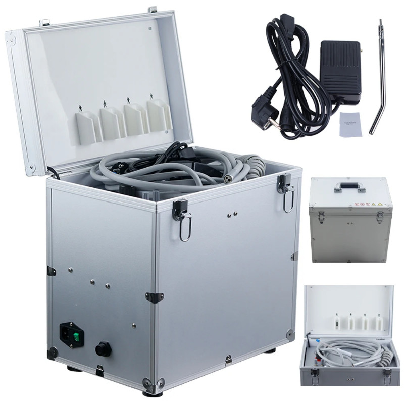 Portable Dental Unit with Oilless Air Compressor with Three Way Syringe ...