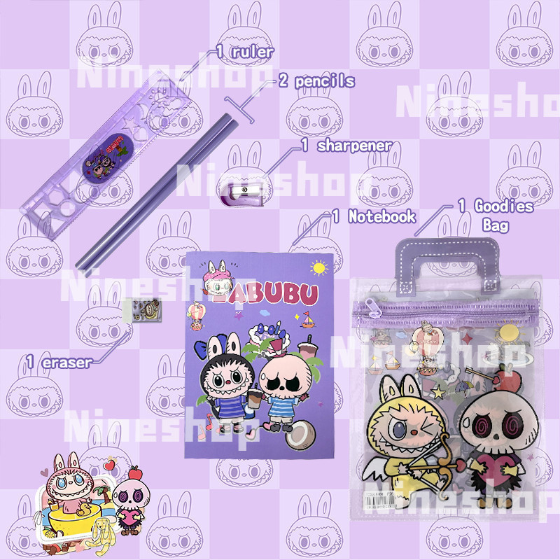 7 in 1 Alat Tulis Labubu Kuromi Stationery Set For Kids Students Melody ...