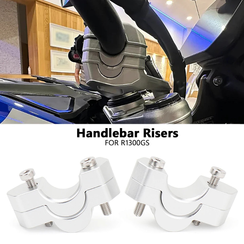 New Motorcycle Handlebar Riser Clamp Aluminum Handlebars Silver For BMW ...
