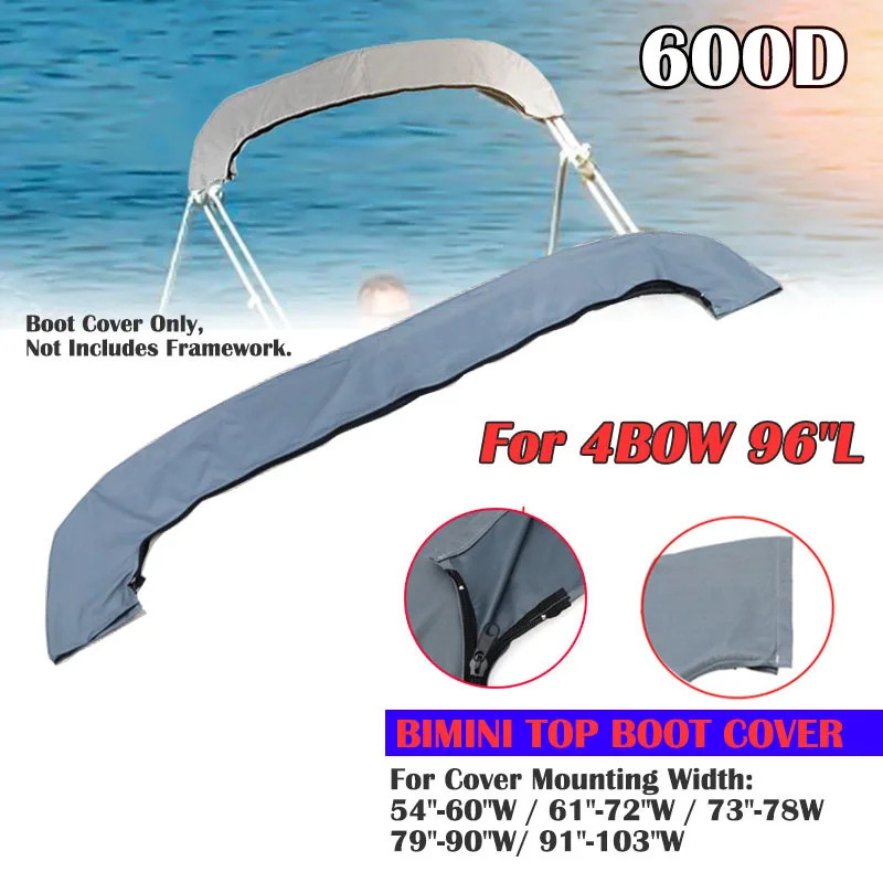 4 BOW Bimini Top Boot Cover 600D Waterproof Bimini Boat Top Boot Canopy ...