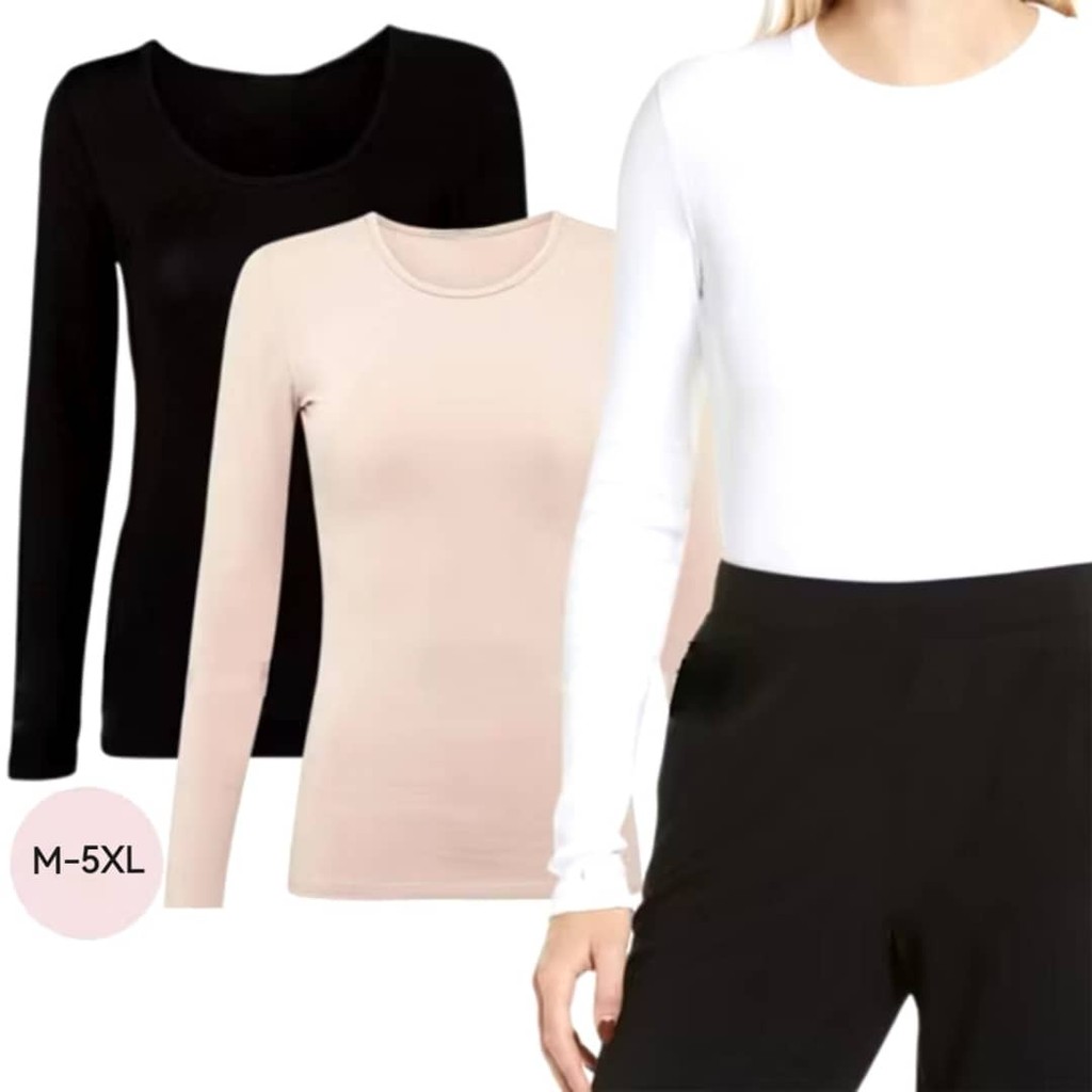 Inner Baju Lengan Panjang Muslimah Inner Plus Size iner Cotton M to 5XL ...