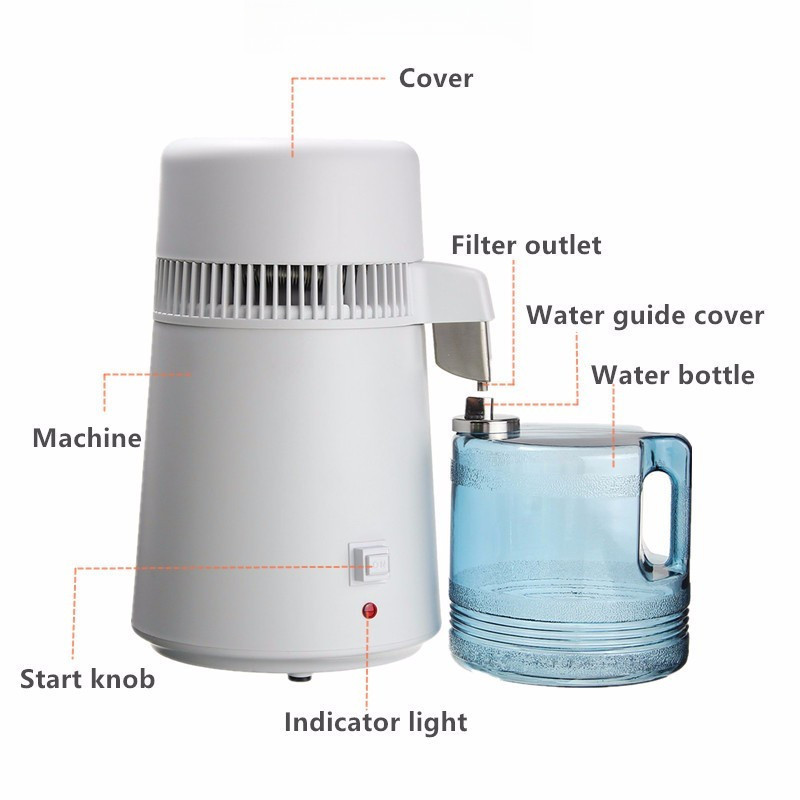4L Large Capacity Water Distiller 750W Medical Purifying Water ...