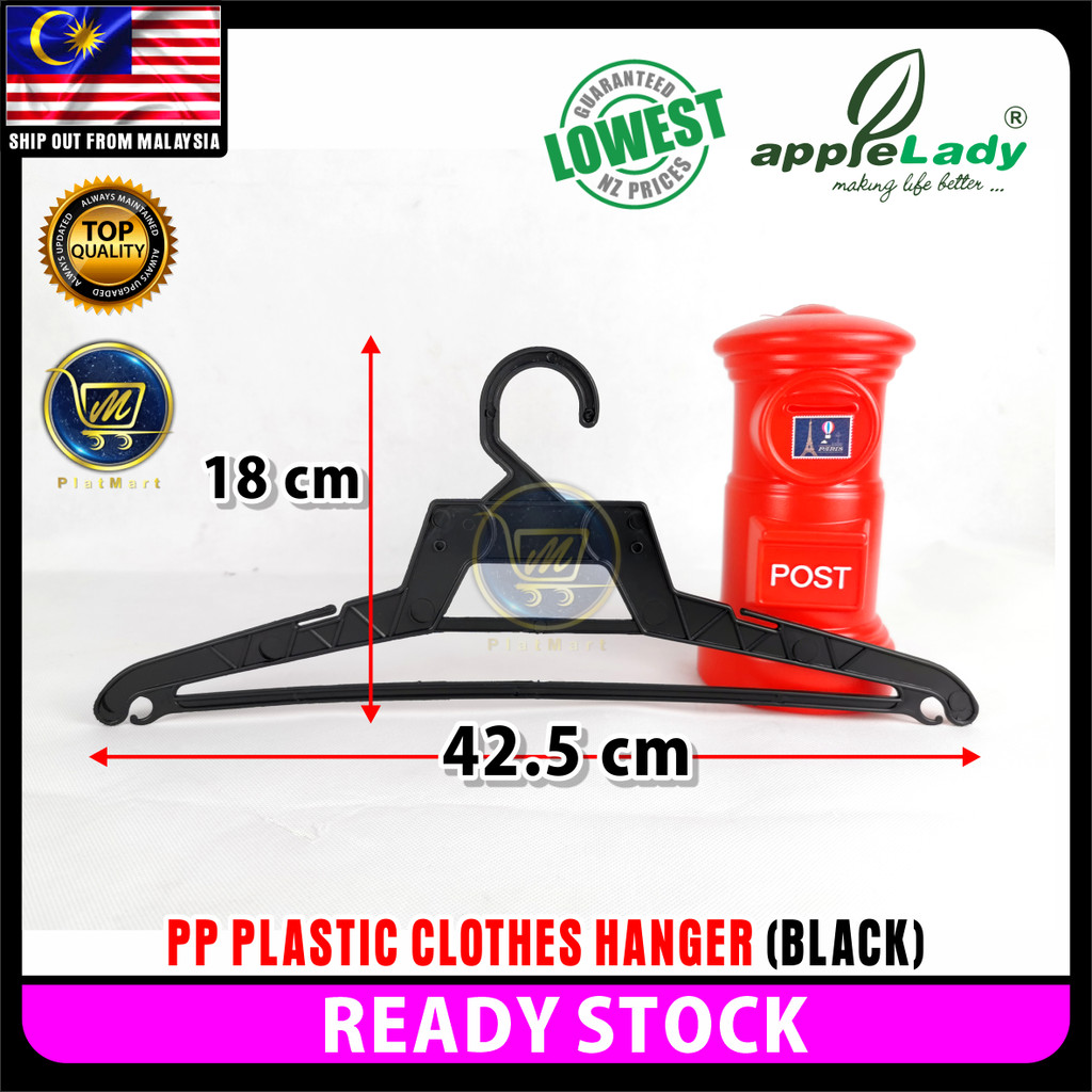 PlatMart - [READY STOCK] 72 / 144 PCS PP PLASTIC CLOTHES HANGER (BLACK ...