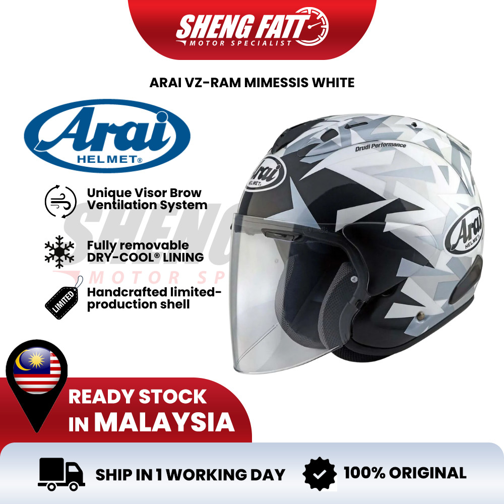ARAI VZ-RAM Mimesis Original Arai Malaysia Arai Dealer Helmet Motor Open Face Original Superbike ...