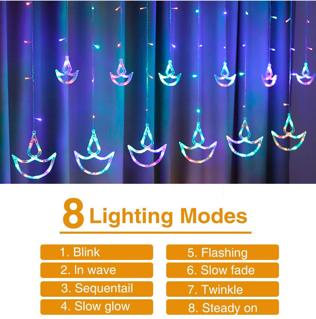 Solar Deepavali Light Fairy String Diwali Curtain Light for Muslim EID ...