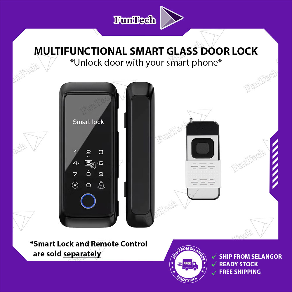 FunTech Multifunctional Smart Glass Door Lock Digital Biometric ...