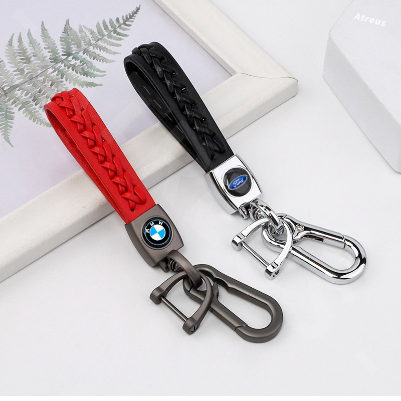 Volvo Car Logo Keychain Fashion Car Leather Key Chain Remote Control ...