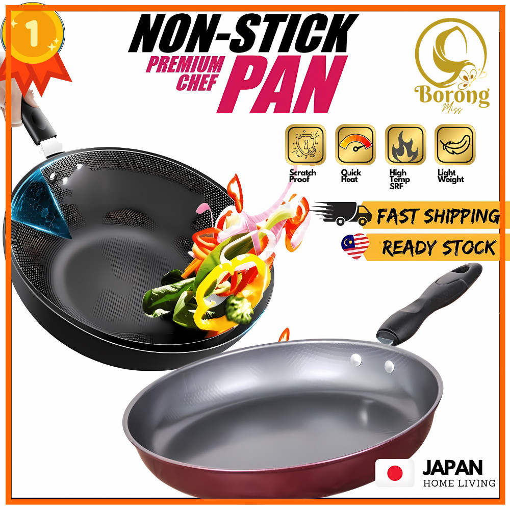 🔥Ready Stock🔥Original Non-Stick Iron Wok Fry Pan Enamel Woks Ridged ...