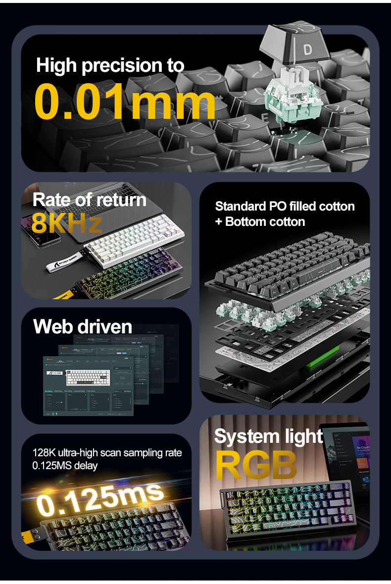 Attack Shark X68HE Esports magnetic axis Keyboard 8K return rate total ...