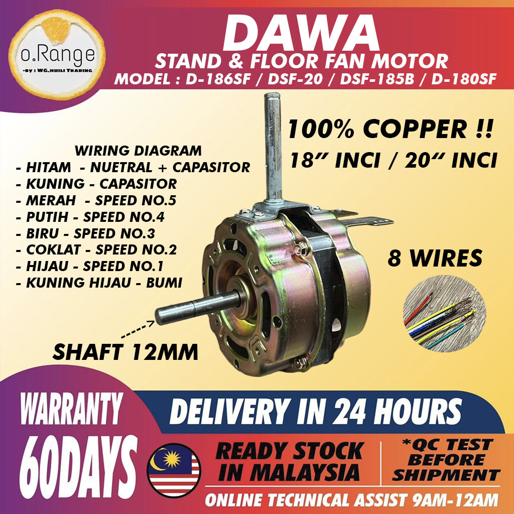 Dawa D-186SF DSF-20 DSF-185B D-180SF 18”inci 20"inch Fan Motor for ...