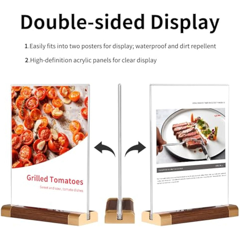 Desktop Walnut Flip Display Stand Wooden Food Menu Sign Desktop Display ...