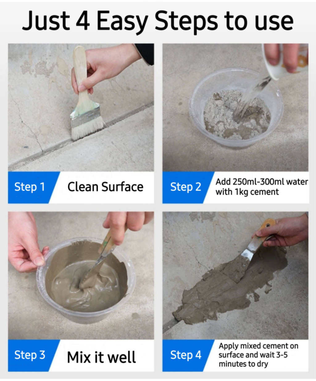 WaterProof Cement 3 Mins Quick Dry Simen Kalis Air Cepat Kering 1Kg ...