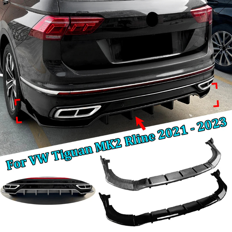 For VW Tiguan MK2 Rline 2021 - 2023 Rear Bumper Spoiler Diffuser Gloss ...