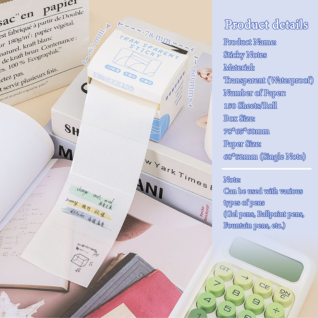 150PCS Frosted Sticky Notes Melekit Lutsinar Transparent Write Memo ...