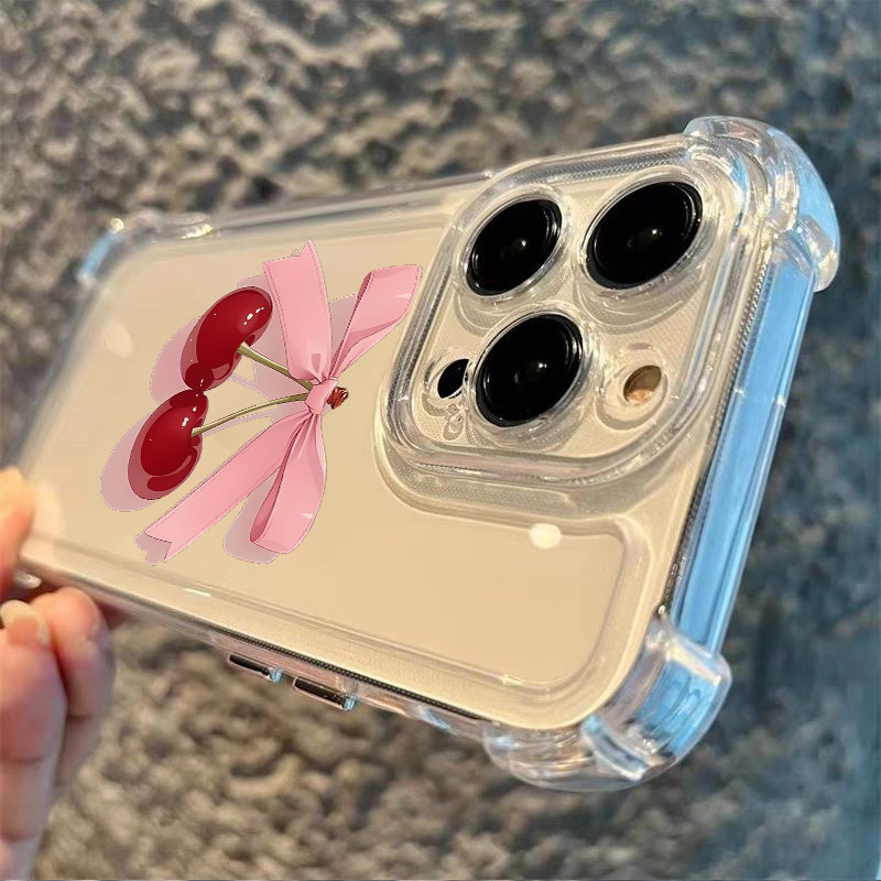 Bowknot Cherry Bumper Phone Case Compatible for IPhone 16 15 14 13 12 ...