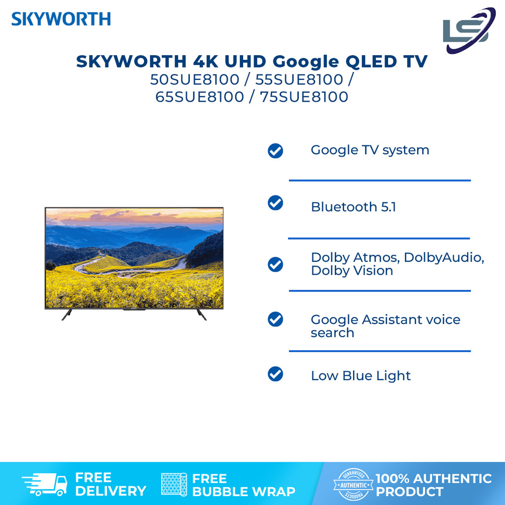 SKYWORTH 50"/55"/65"/75" 4K UHD Google QLED TV SUE8100 | Google TV ...