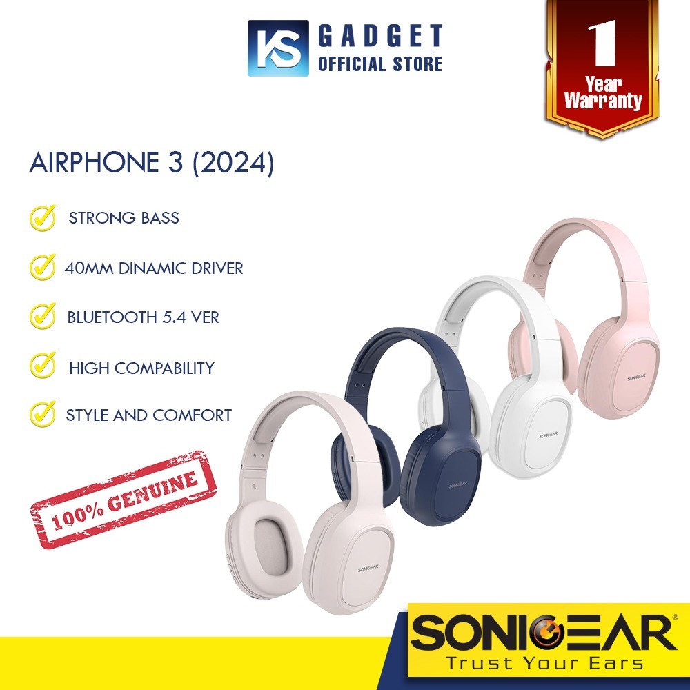 SonicGear AirPhone 3 (New Version 2024) Headphones With Mic / Bluetooth ...