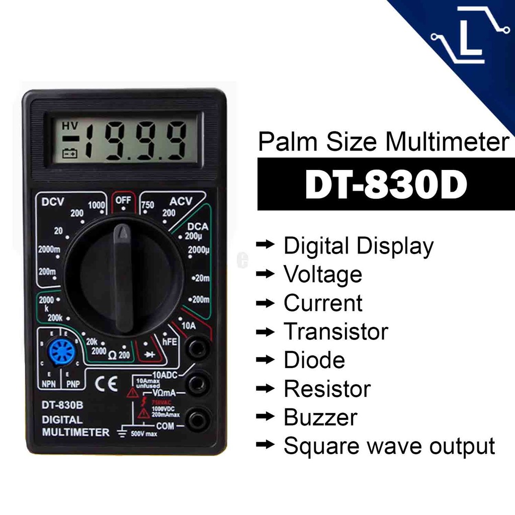 [Luminense] Digital Multimeter DT830D Digital 1999 Counts Auto AC/DC Ohm Current Ammeter ...