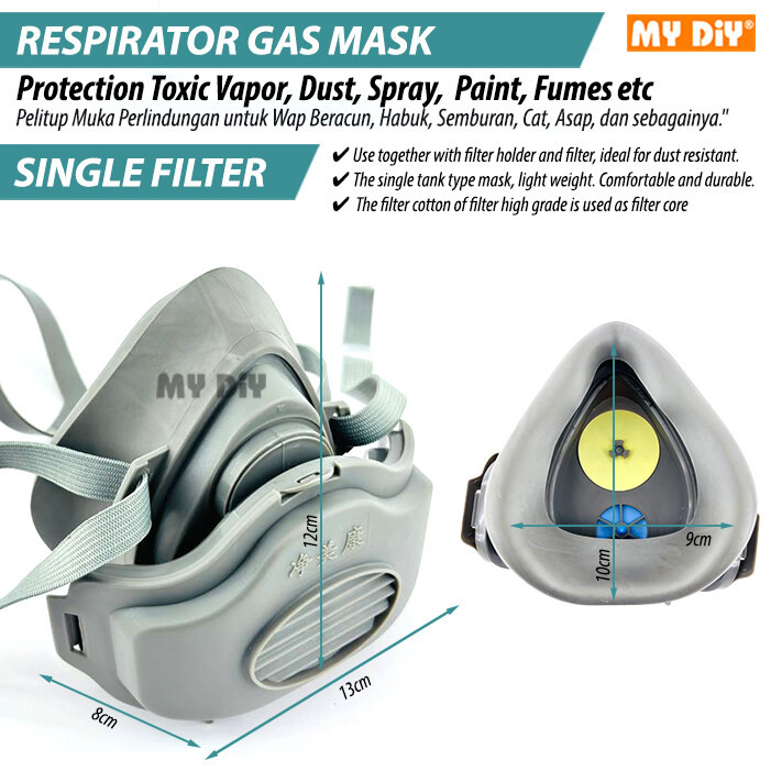 REUSABLE RESPIRATOR GAS MASK HALF FACE PIECE SHIELD FACE COVER WITH ...