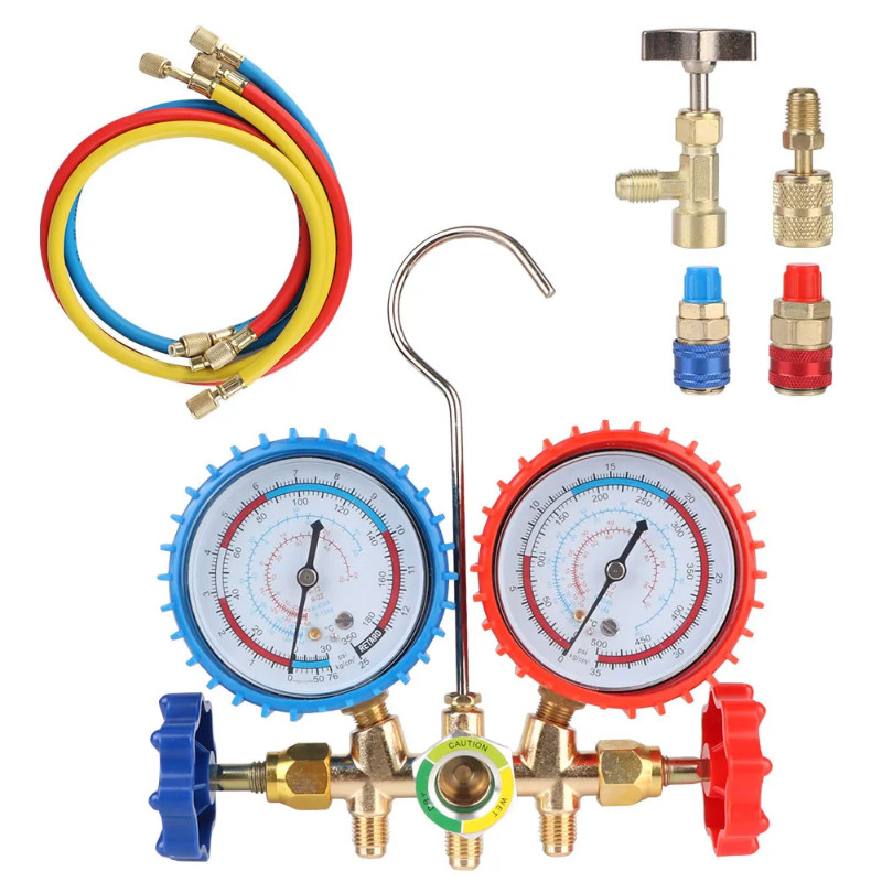 Dual Meter Valve Pressure Meter Refrigerant Car Air Conditioner Tools ...