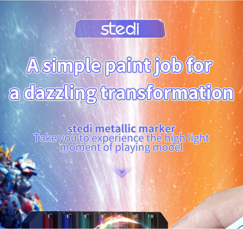 Stedi Metallic Marker Series MS-90 ~ MS-96 Gundam Metallic Color Pen ...
