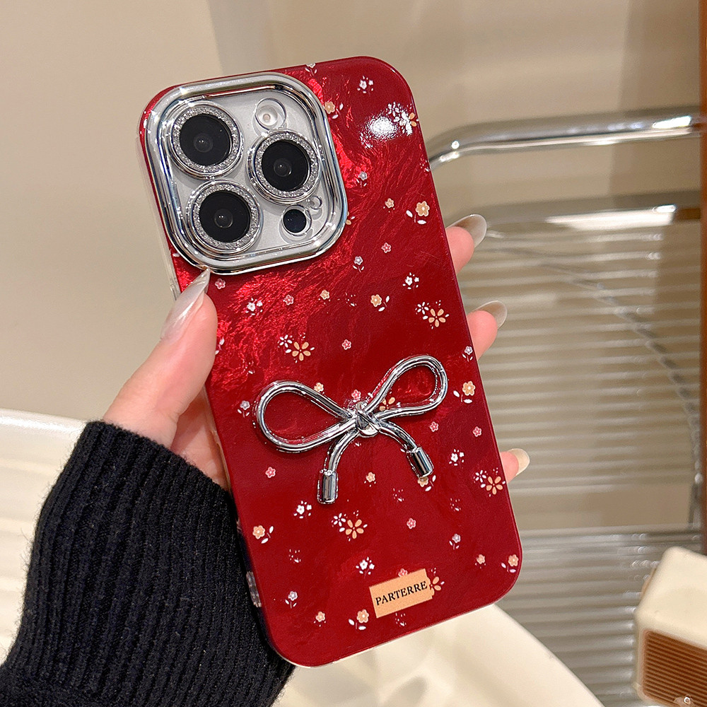 Stereoscopic Bowknot With Glitter Lens Film Acrylic Phone Case For ...