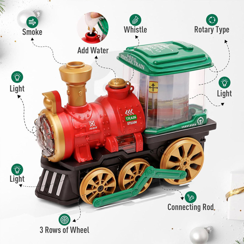Electric Steam Train Toy for Kids Simulation Train with Light and Sound ...