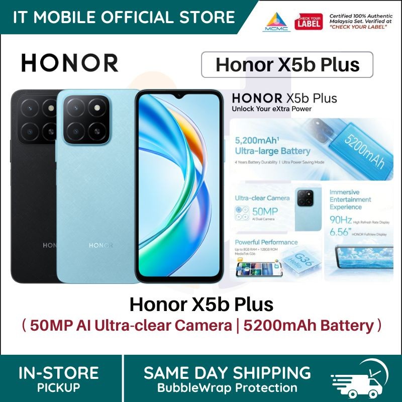 Honor X5b Plus Smartphones | 5200mAh Long-lasting Battery | 50MP AI ...