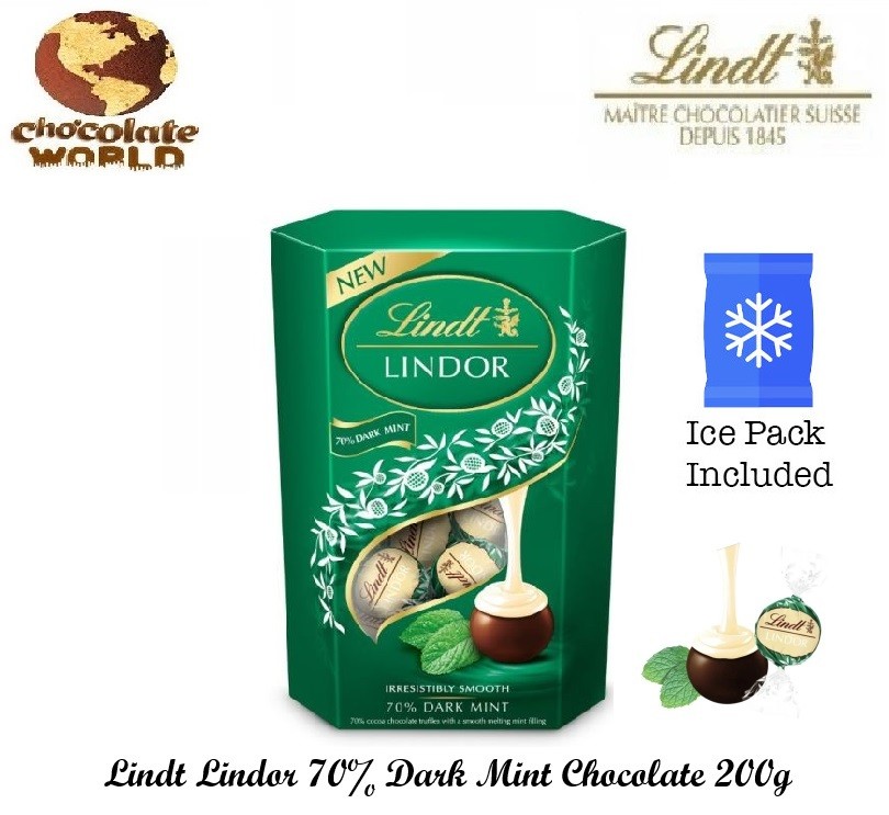 Lindt Lindor 70% Dark Mint Chocolate 200g | Shopee Malaysia