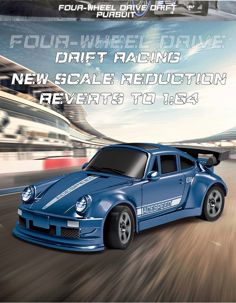 1/64 Mini 4WD RC Car Proportional Throttle Steering Remote Control ...