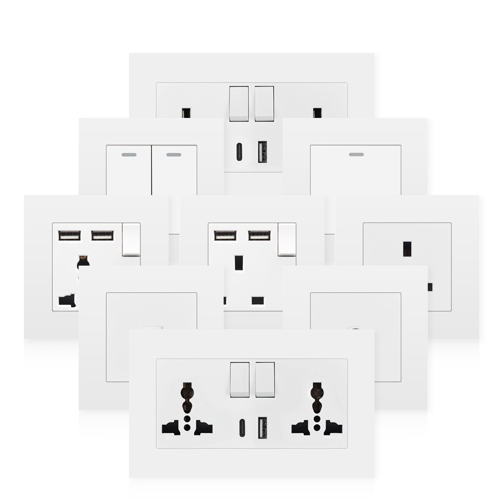 in stock VISWE wall socket wall switch usb socket 3 pin socket universal socket 13a socket 250V ...