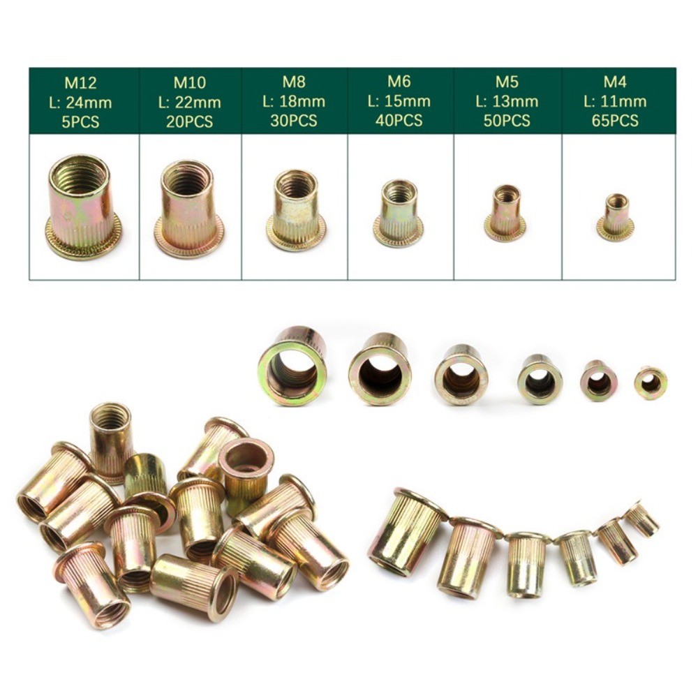 210/165PCS Rivet Nuts Carbon Steel M3 M4 M5 M6 M8 M10 M12 Flat Head ...