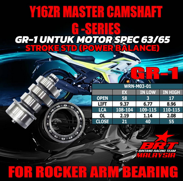 BRT RACING MASTER CAMSHAFT CAM SHAFT WITH BEARING [ GT-2 / GR-1 / GR-2 / GR-3 ] Y16ZR Y16 / MT15 ...