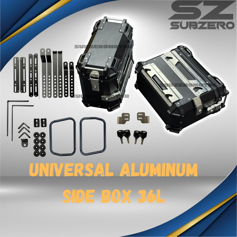 Universal Aluminum Side Box 36L Side Luggage Cases Storage Trunk Yamaha ...