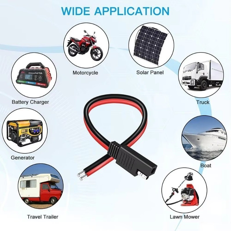 SAE Single-ended Power Extension Cable Solar Panel Battery Adapter ...