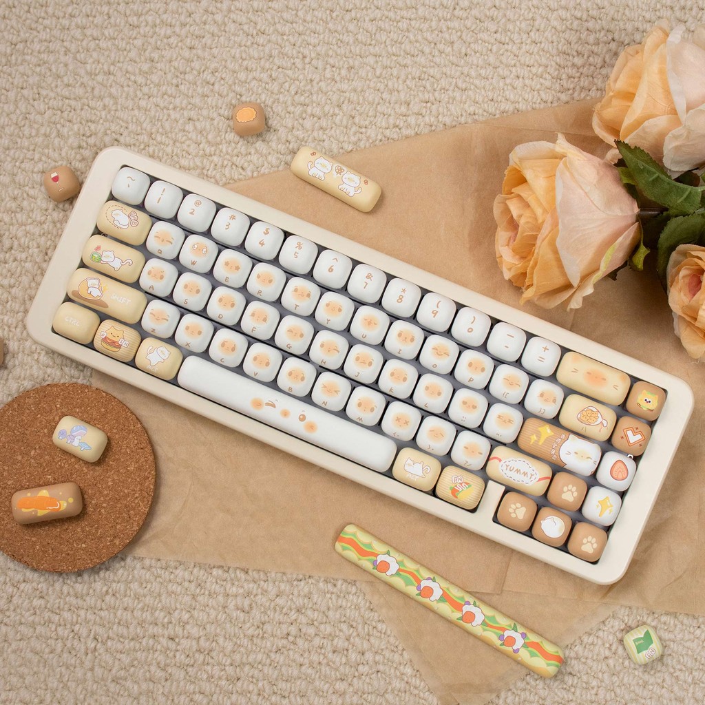 MOG profile Cute Round PBT Bun Keycaps for Mechanical Keyboard | Shopee ...