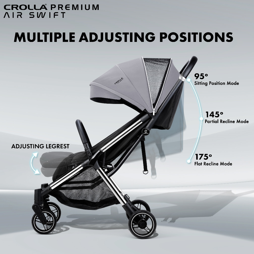 Crolla Premium Air Swift Auto Fold Stroller | Cabin Size | Lightweight ...