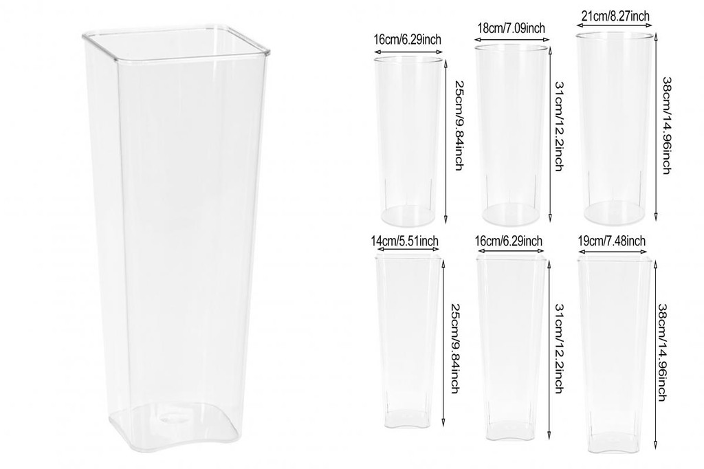 [poslajudo] Simple Design Vase Shatterproof Vase Elegant Clear Acrylic ...